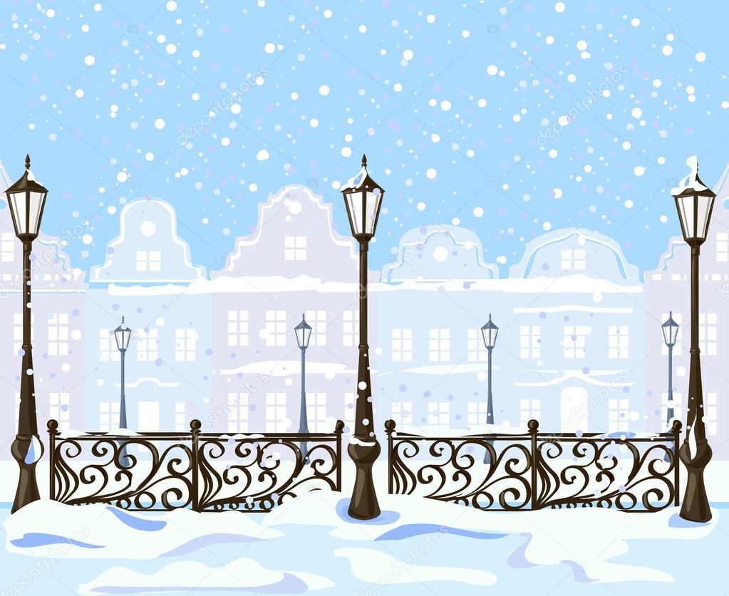Vintage winter city with lanterns Stock Vector Image by ©moremari19 ...