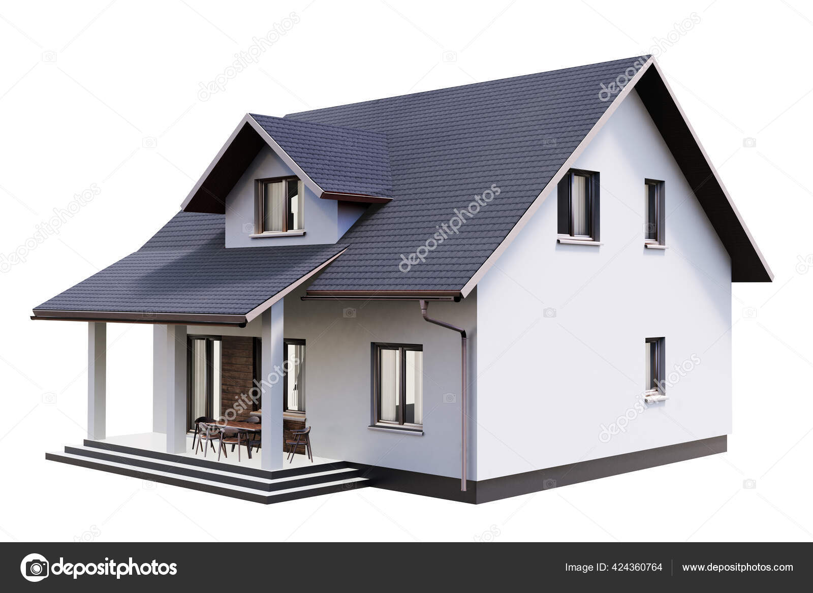 Renderizado Casa Aislado Blanco: fotografía de stock © Mr3d #424360764 ...