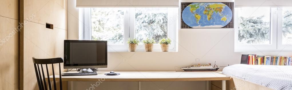 Study room and bedroom combined idea Stock Photo by ©photographee.eu ...