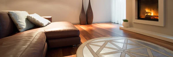 Leather sofa inside homely interior - Stock Image - Everypixel