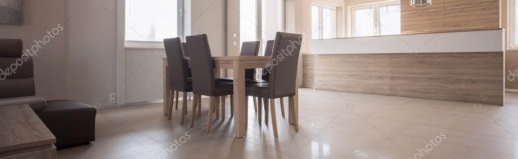 Simple wooden dining table Stock Photo by ©photographee.eu 85145294