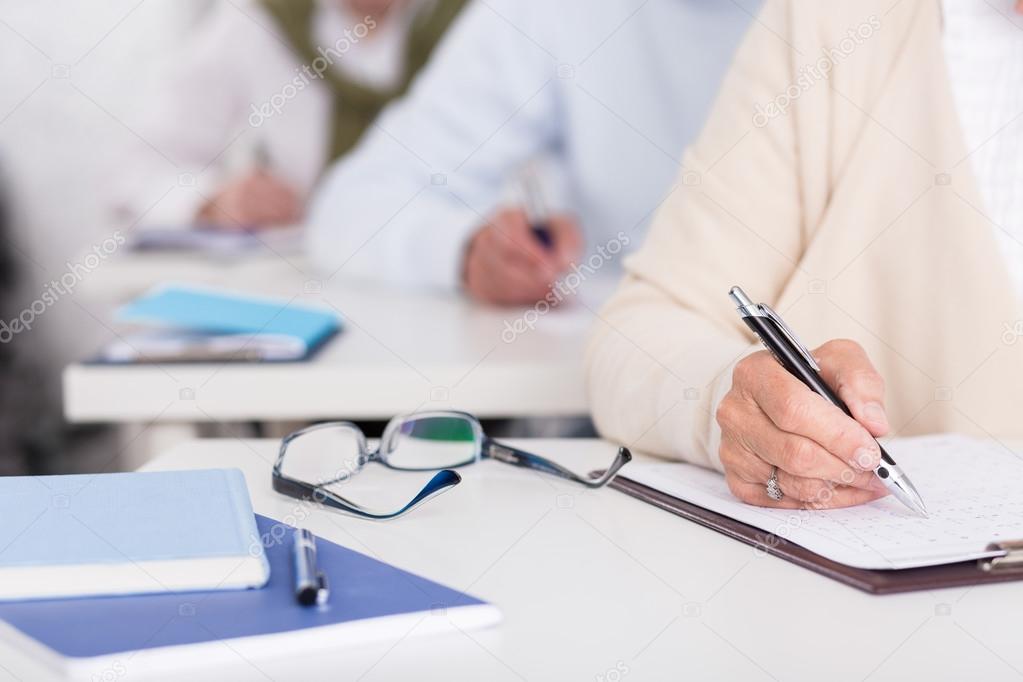 Senior students during written exam — Stock Photo © photographee.eu ...