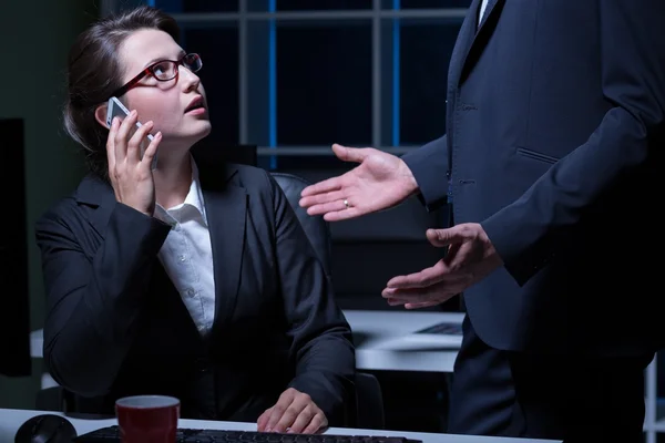Scared woman and self-confident boss — Stock Photo © photographee.eu ...