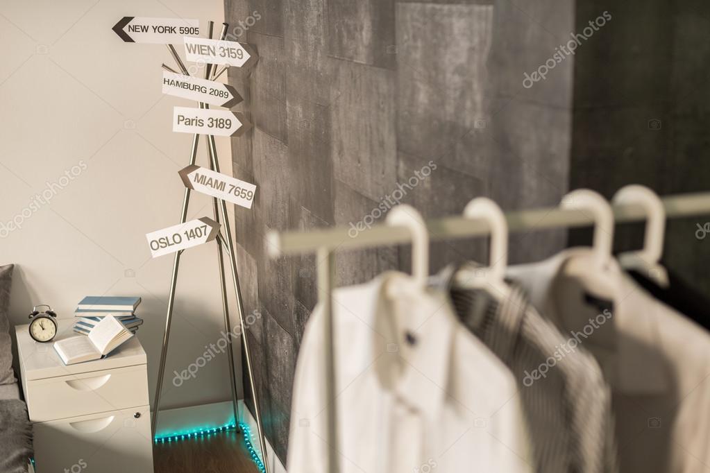 Room with clothes hanger stand — Stock Photo © photographee.eu #91699836