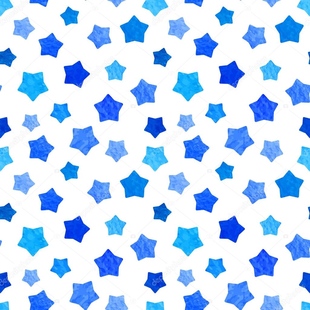 Bright blue watercolor stars background can be copied without any seams ...