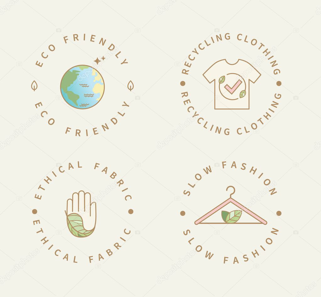 Logotipo de moda de fabricación ecológica, etiqueta. Iconos, insignias ...