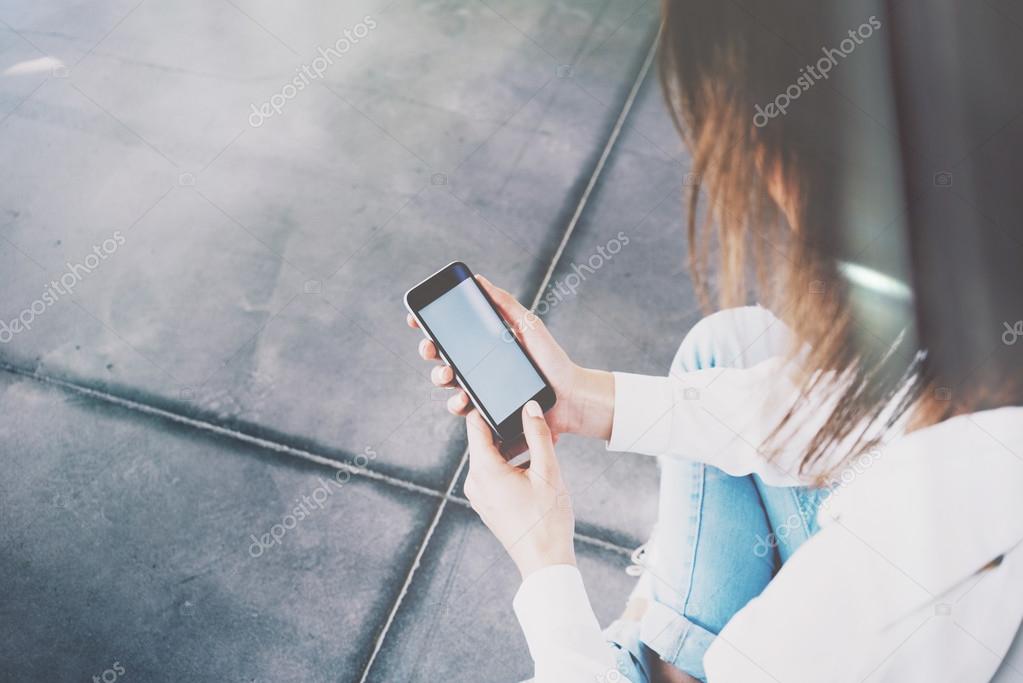 Woman typing text message — Stock Photo © kantver #101856136