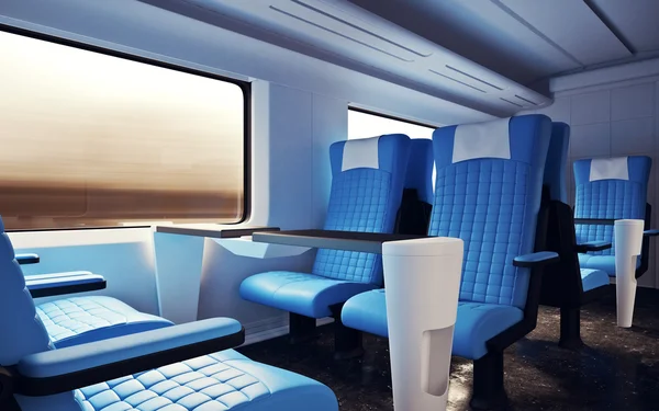Interior Inside First Class Cabin Modern Speed Express Train.Nobody ...