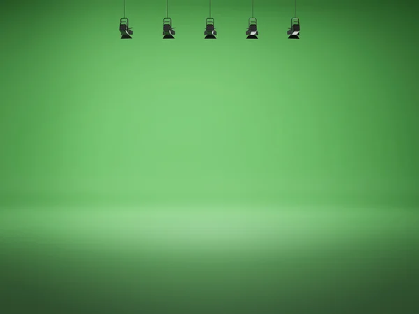 Green spotlight background with lamps - Stock Image - Everypixel