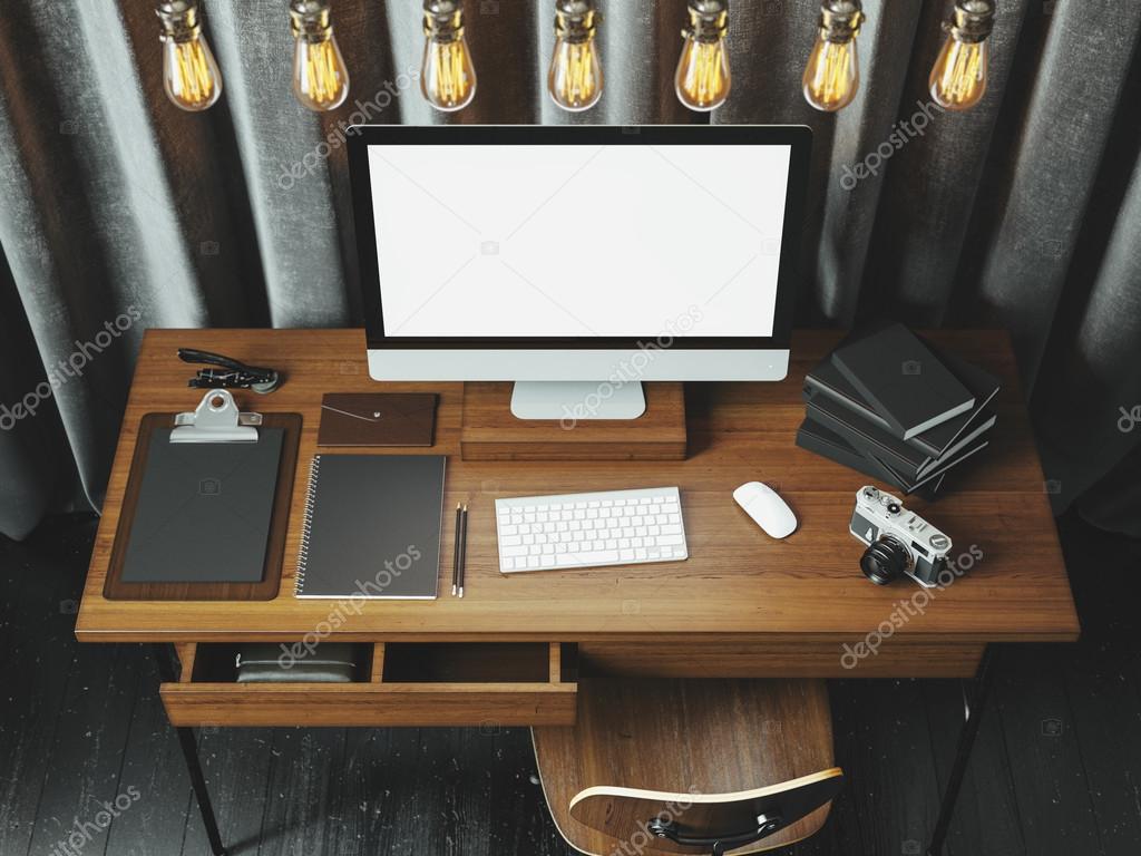 Classic workspace with computer — Stock Photo © kantver #71391767