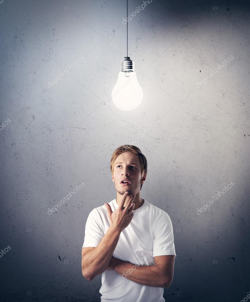 Person Thinking Light Bulb