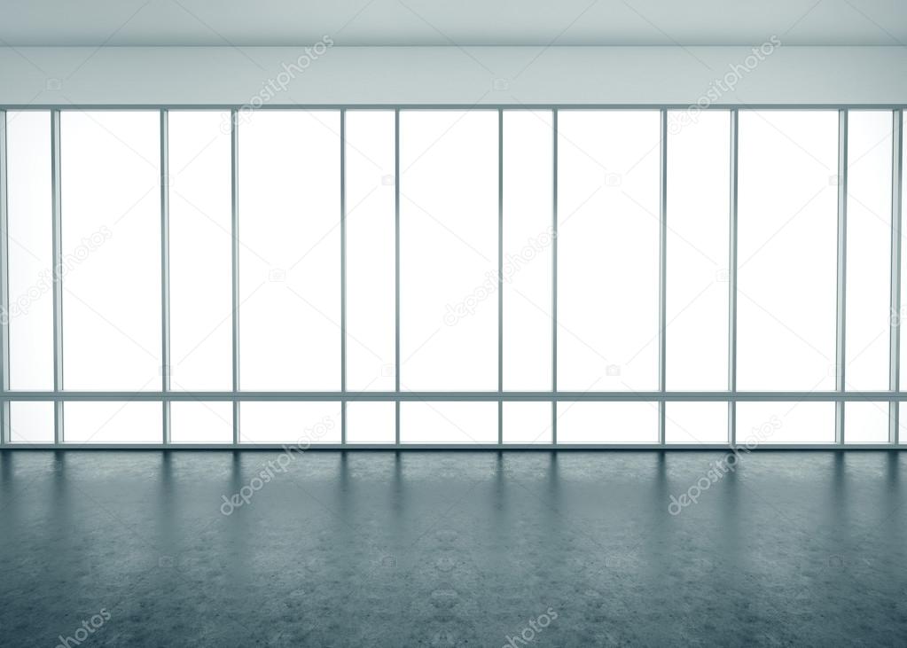 Big windows in office interior. 3d rendering Stock Photo by ©kantver ...