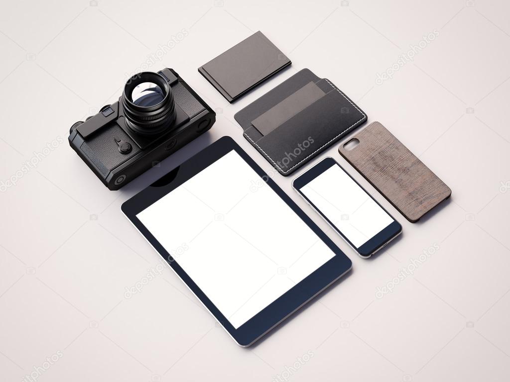 Photo of generic design elements on the white background. Branding ...