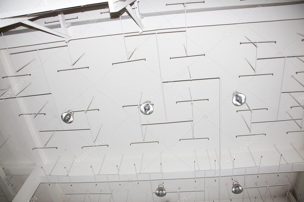 Old sprinkler system on the ceiling of the production room. — Stock ...