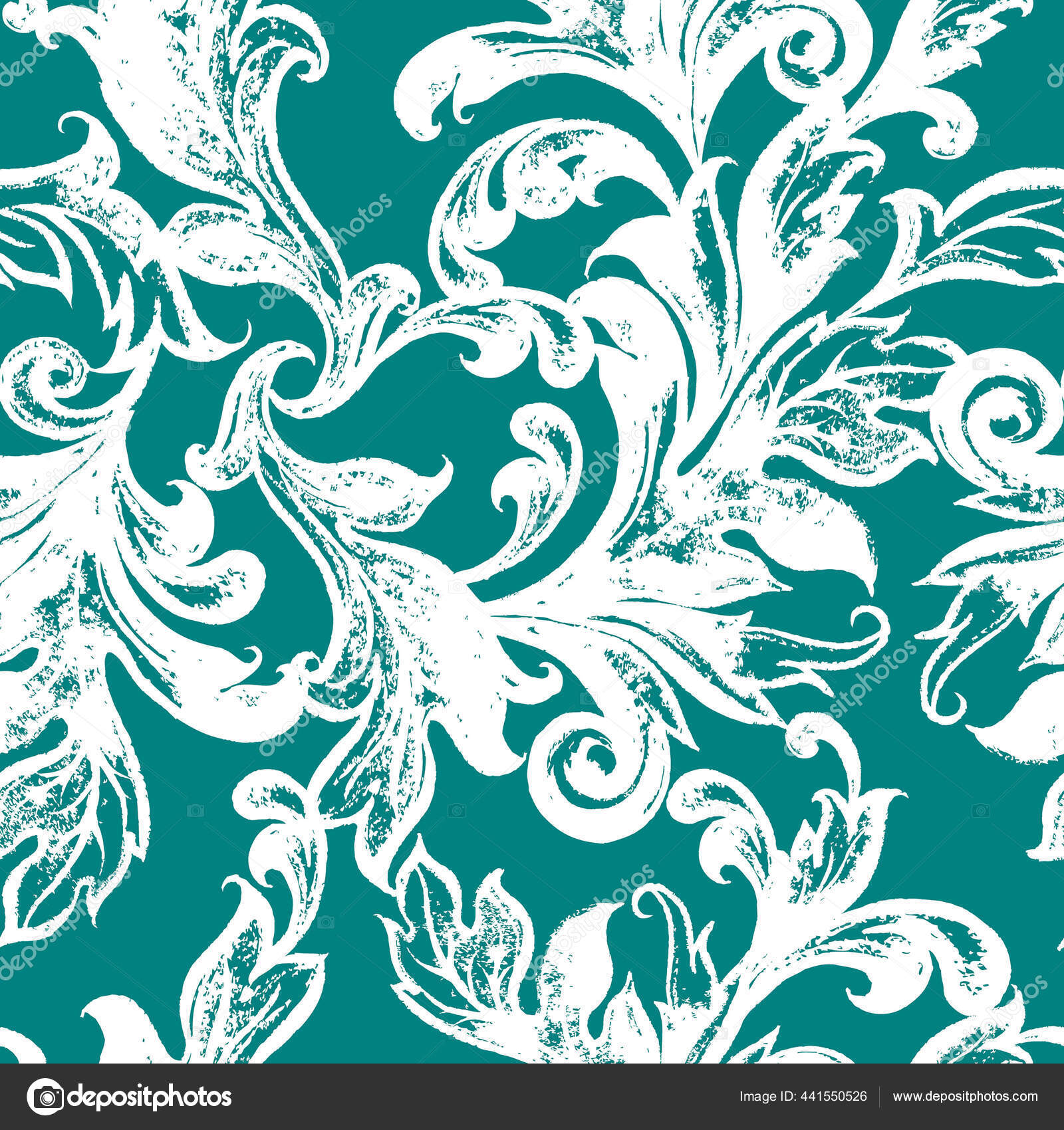 Blue floral watercolor texture pattern with flowers. Stock Vector Image ...