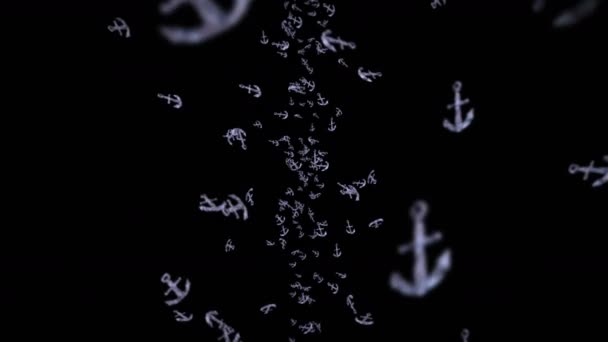 Flying Many Anchors Black Background Ship Boat Anchor Marine Icon ...