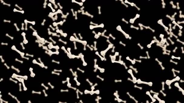 Flying Many Bones Black Background Dog Bone Icon Pet Food — Stock Video ...