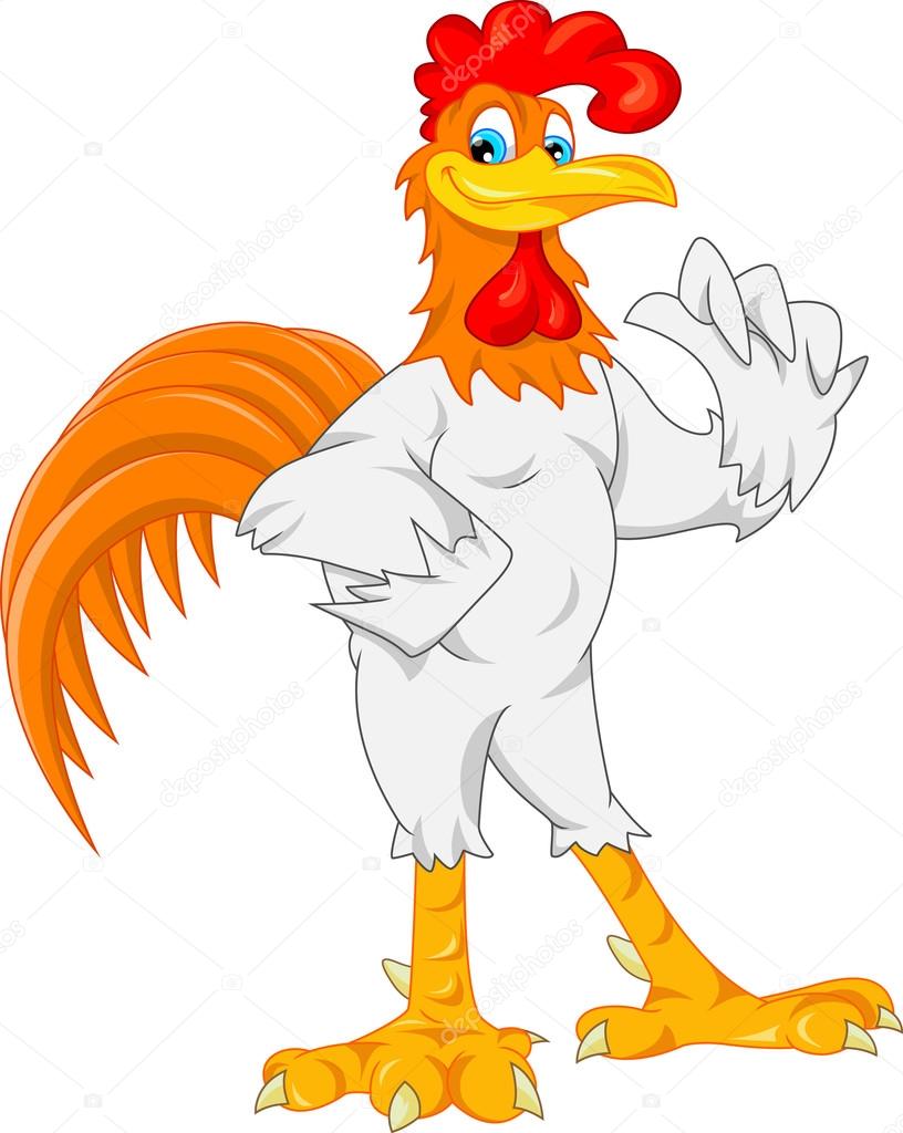 Haan Cartoon Leuke Gele Haan Boerderij Landbouw Kip Haan Cartoon Dier