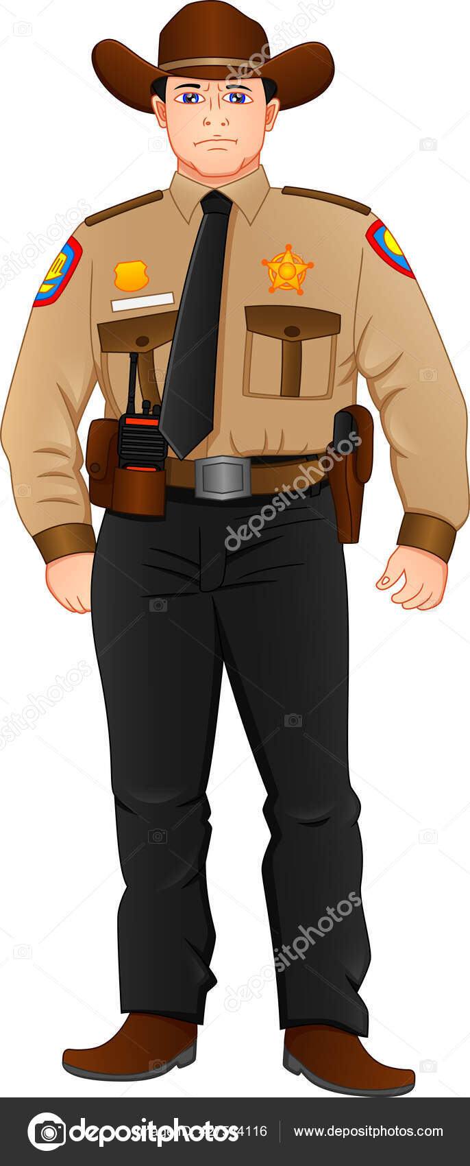 Young Sheriff Pose Isolated White Background Stock Vector Image by ...