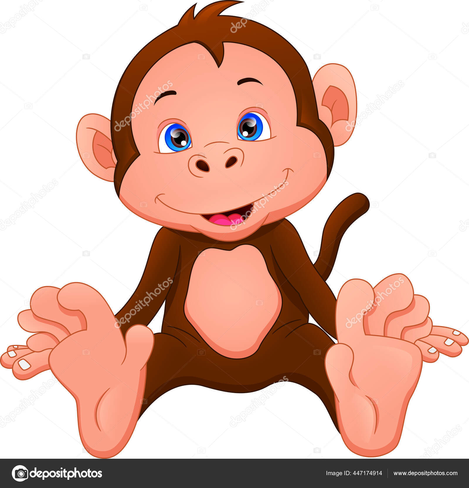 Bonito Macaco Desenhos Animados Fundo Branco Vetor de ©lawangdesign ...