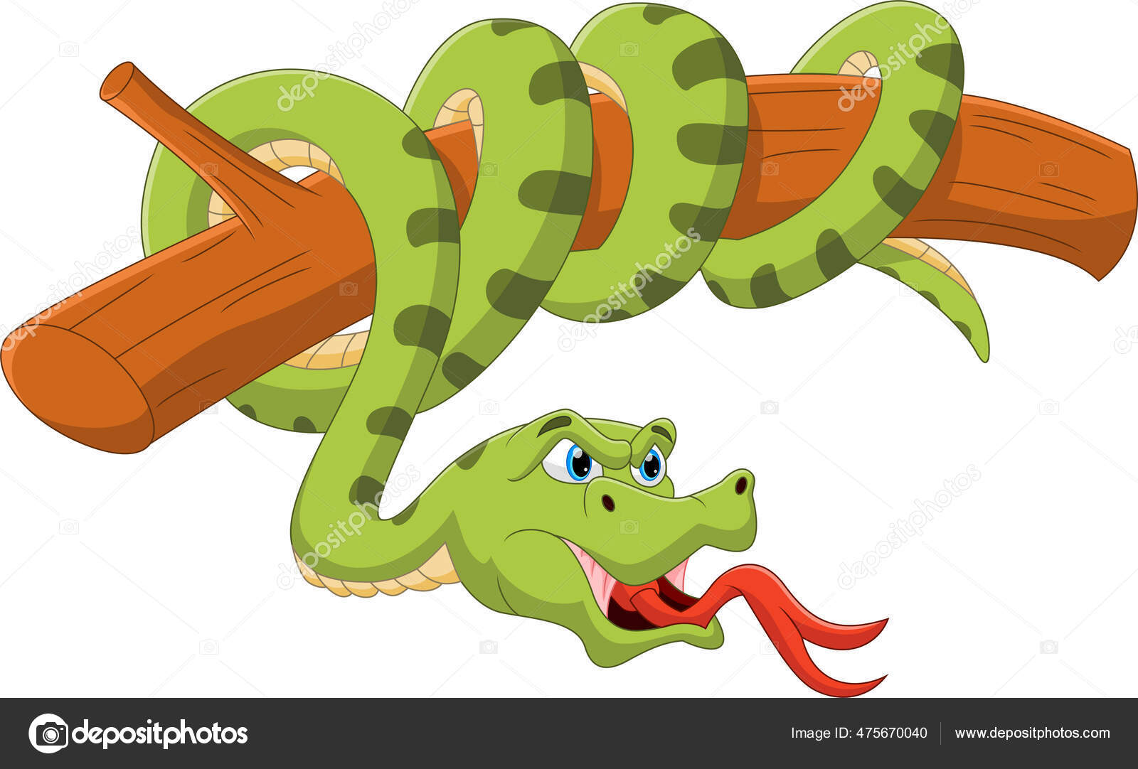 Kreslený Zelený Had Stromě Stock Vector od © lawangdesign 475670040