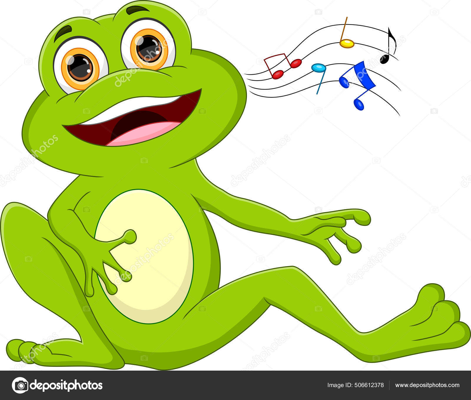 Cartoon Frog Singing Isolated White Background Stock Vector by ...