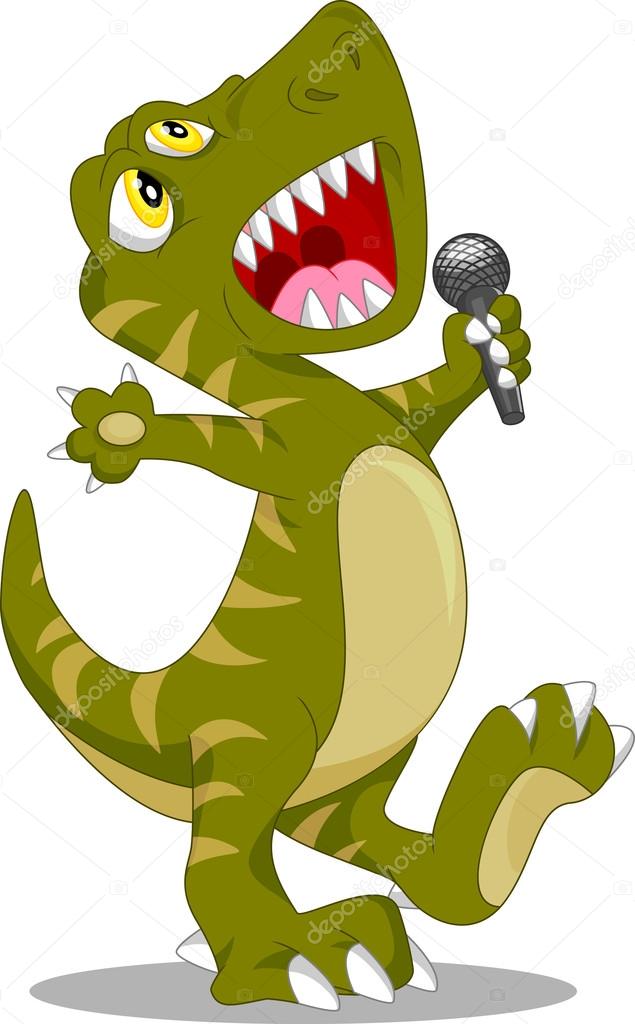 Cute dinosaur singing cartoon — Stock Vector © lawangdesign #98685528