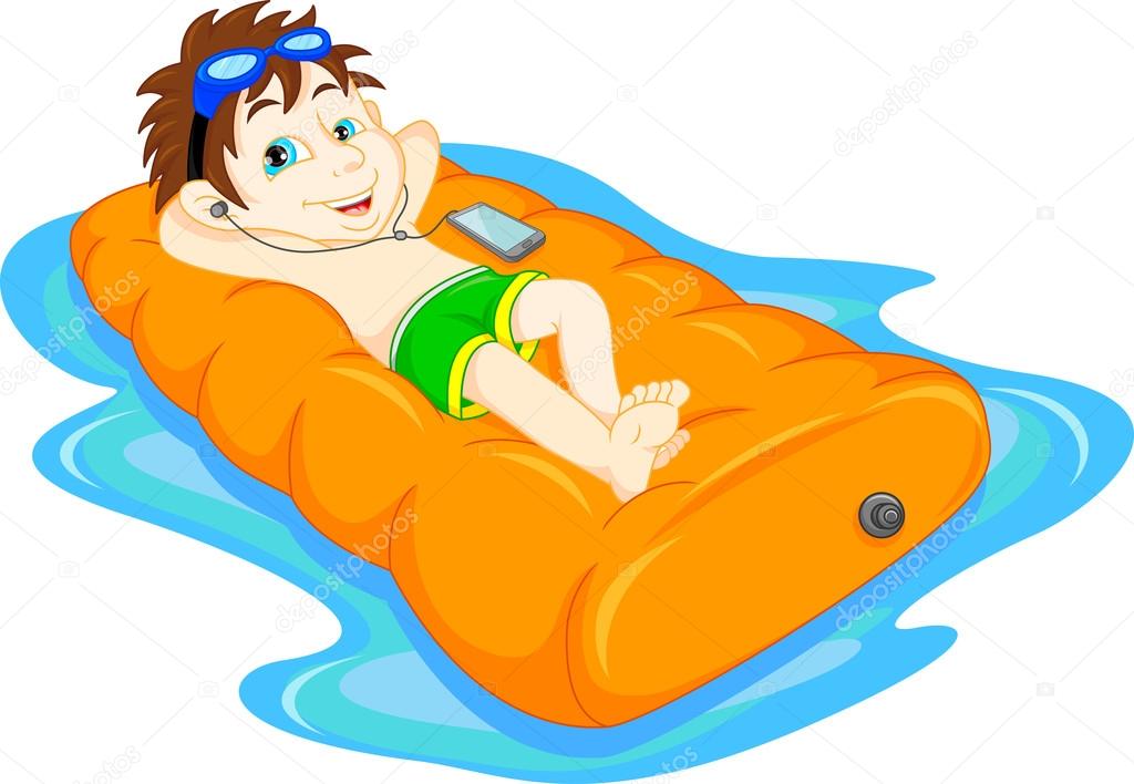 The boy floating on inflatable, summer vacation fun Stock Vector Image ...
