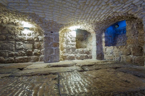 Roman ancient floor called Lithostrotos - place where Pilate jud Stock ...