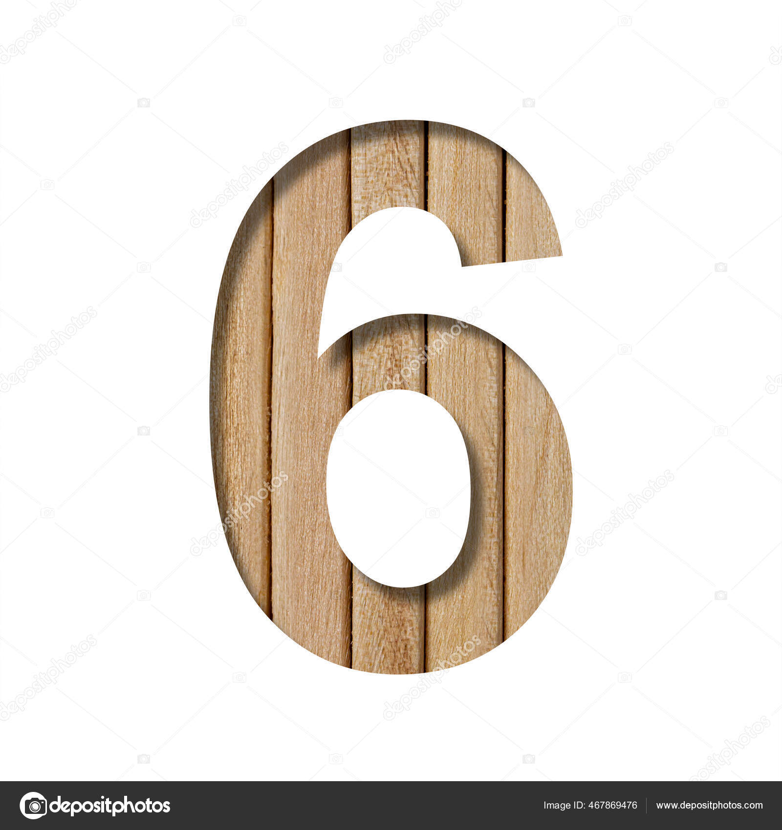 Font Light Wood Digit Six Cut Out Paper Background Vertical Stock Photo ...