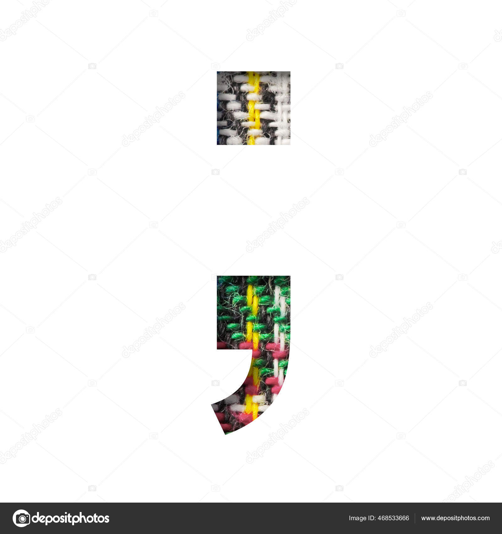 Font Scottish Fabric Punctuation Marks Dot Comma Cut Out Paper Stock ...