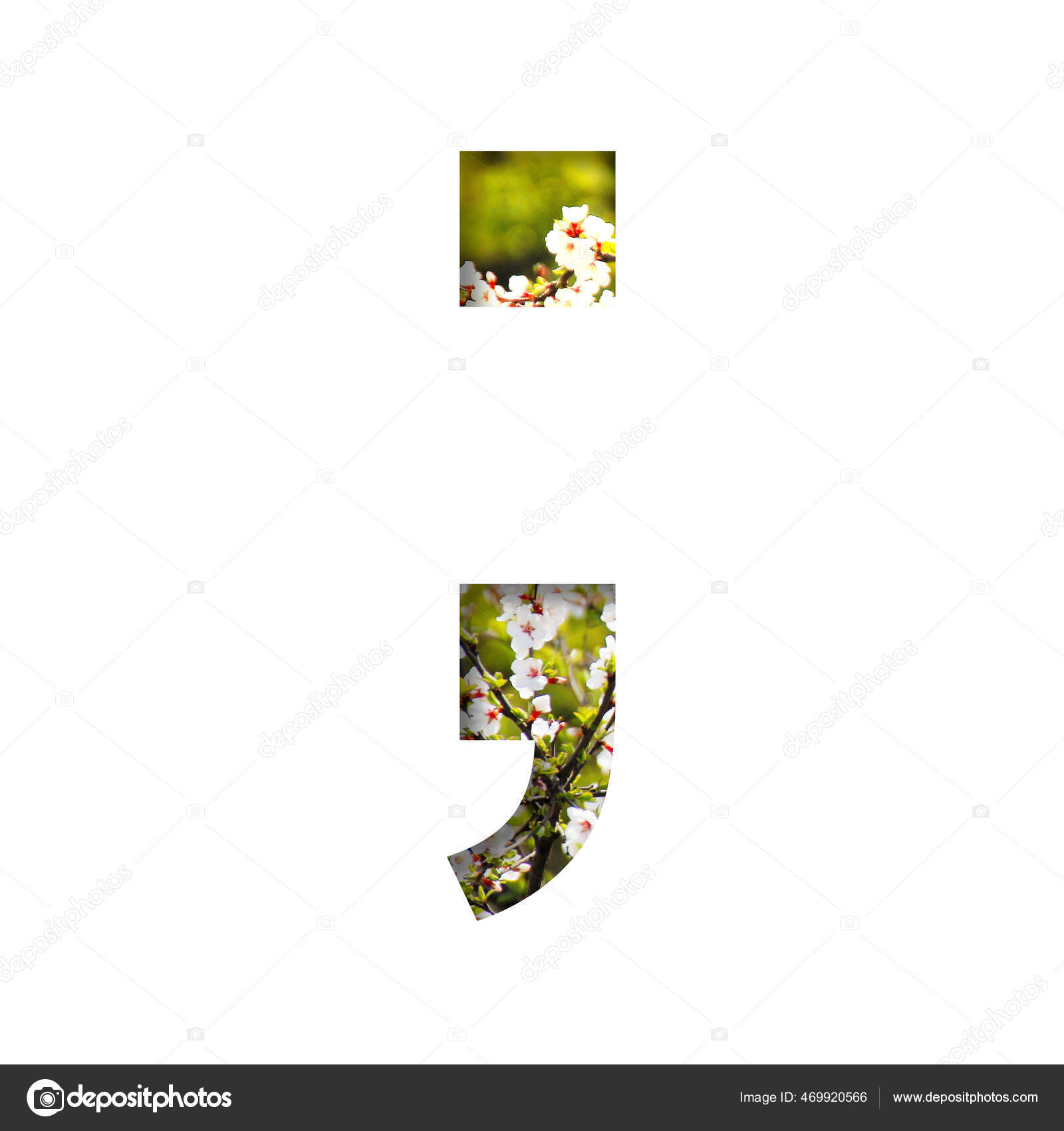 Spring Sunny Font Punctuation Marks Dot Comma Cut Out Paper — Stock ...