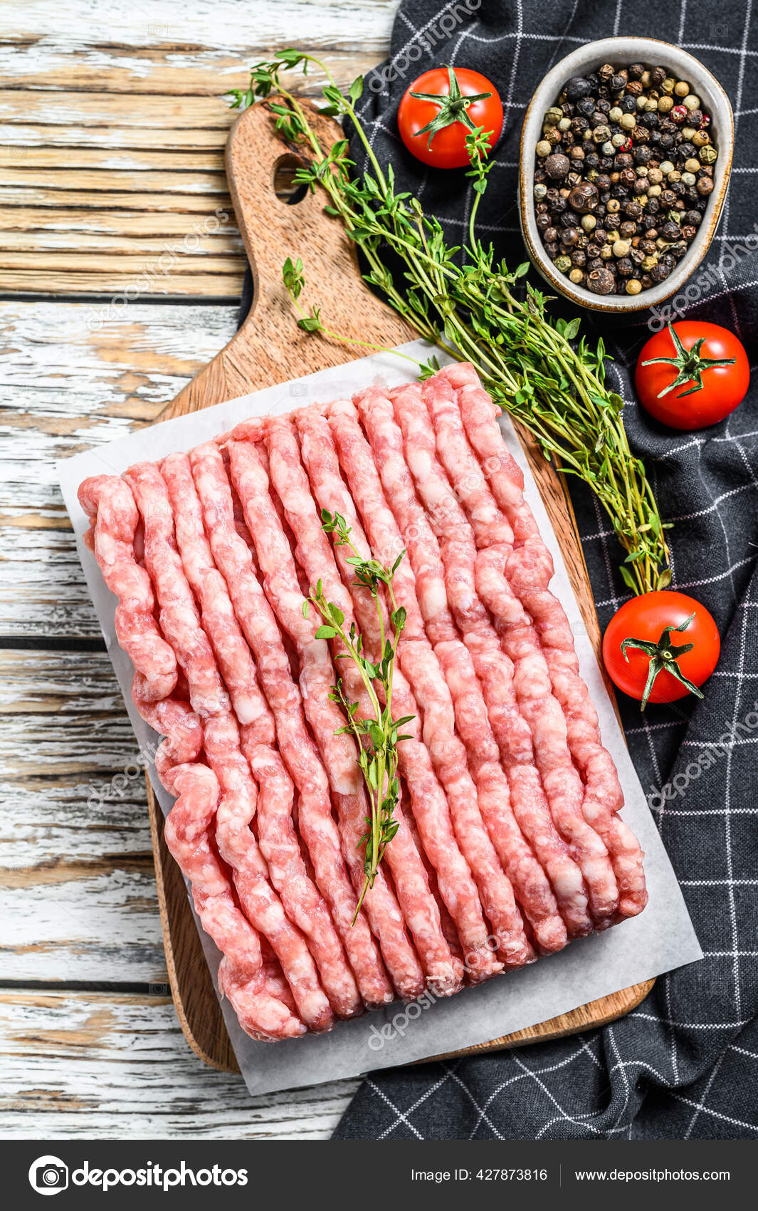 Raw Minced Pork Chopping Board Organic Ground Meat Forcemeat White ...