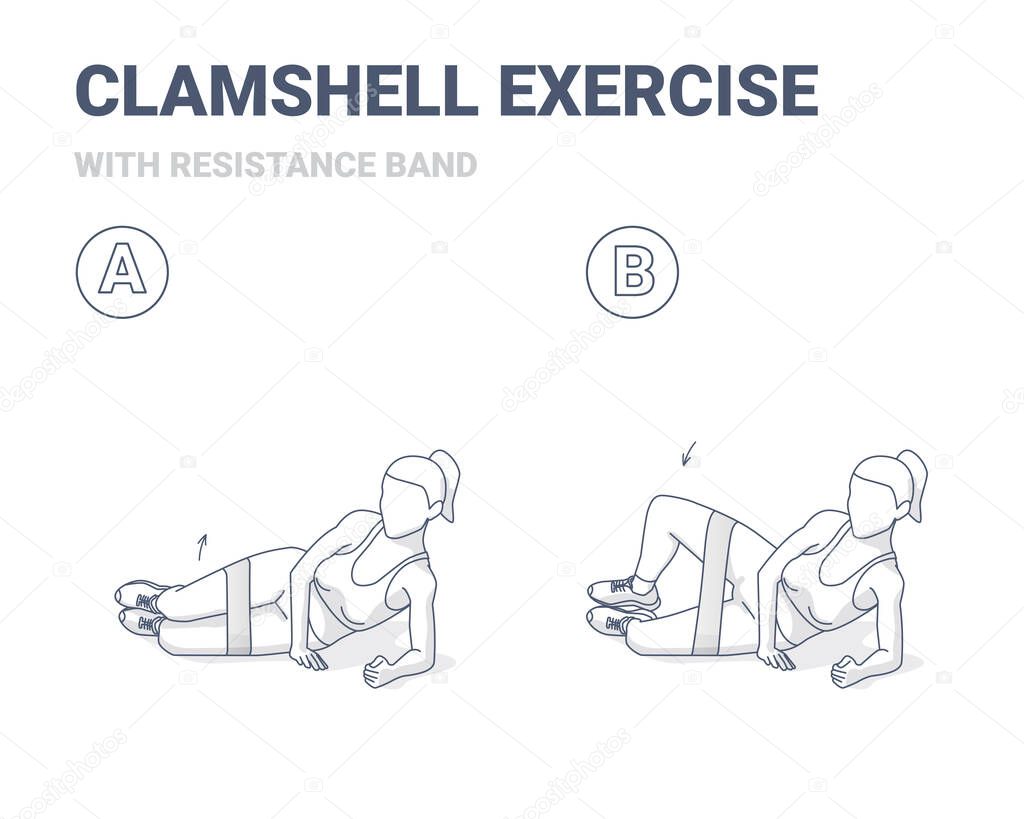Clamshell con banda de resistencia Inicio Entrenamiento Deporte ...