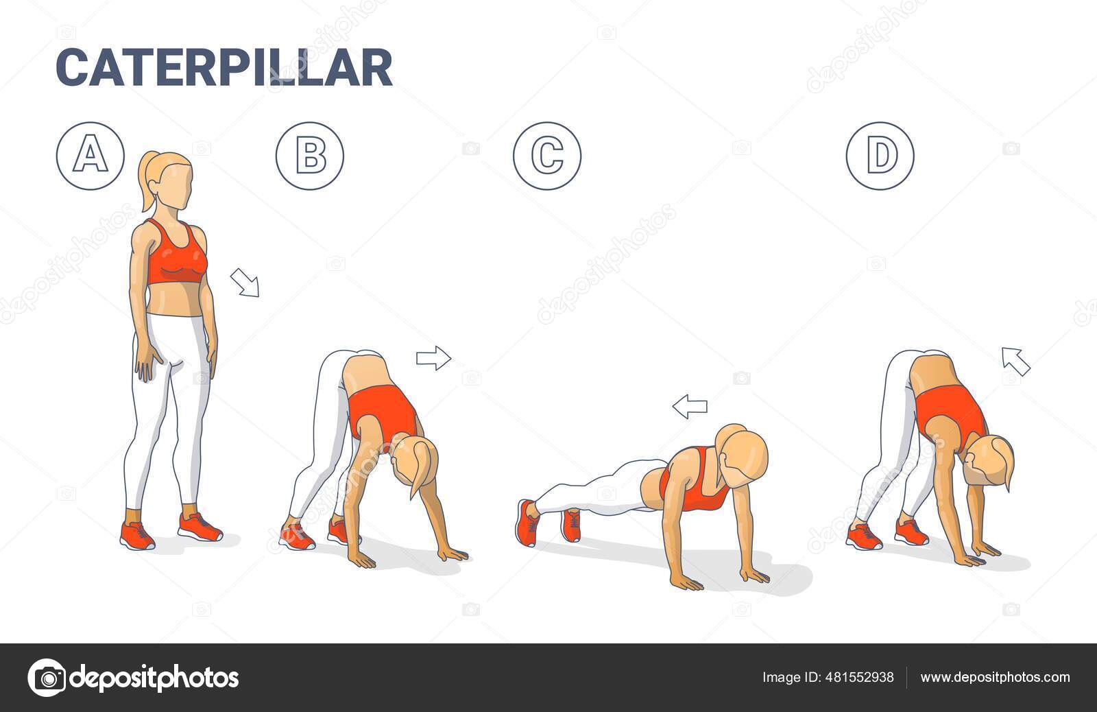 Girl Doing Caterpillar Walk Exercise Fitness Home Workout Guidance ...