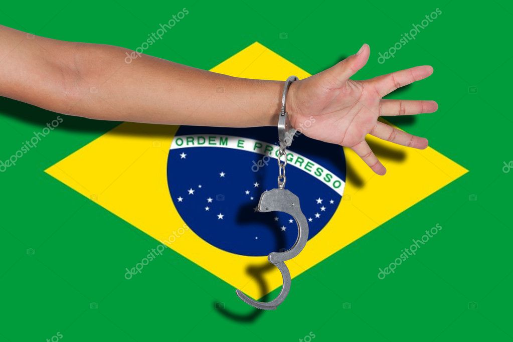 Handcuffs Hand Brazil Flag Stock Illustration by ©Jcomp #111284846