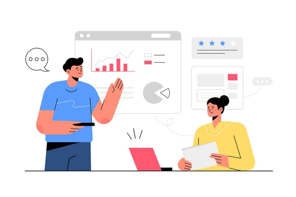 Big Isolated Employee Working Office Interior Workplace Flat Vector ...