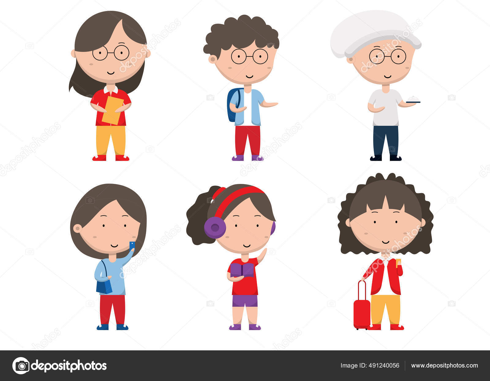 Set Van Mensen Met Verschillende Activiteit Stripfiguren Geïsoleerde ...