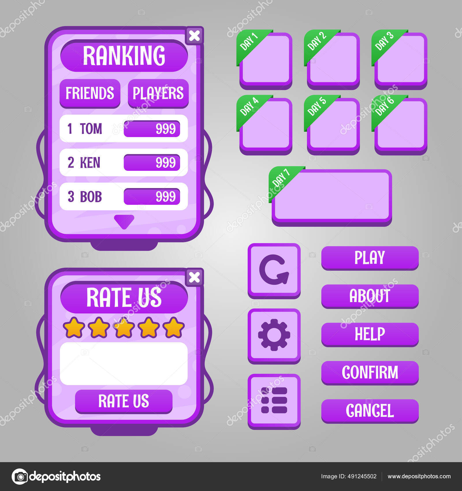 Set Game Menu Selection Rpg Adventure Game Including Menu Level Stock Vector Image by ©Jcomp ...