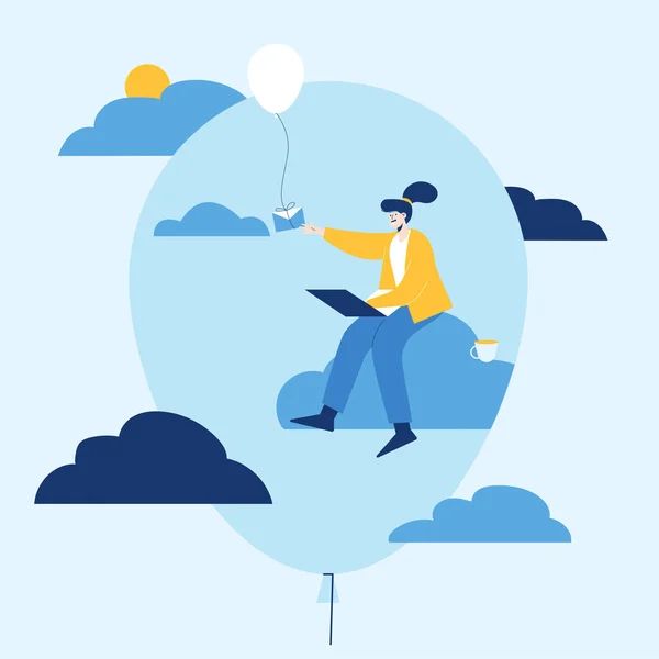 Girl Erasing Data Web Template Cartoon Style Screen Web Template Stock ...