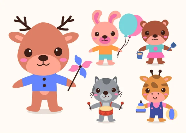 Bundle Isolated Cute Animal Cartoon Characters Collection Isolated ...