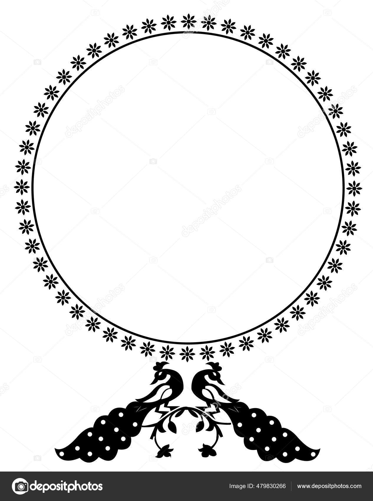 Frame Design Concept Floral Line Art Isolated White Background Stock ...