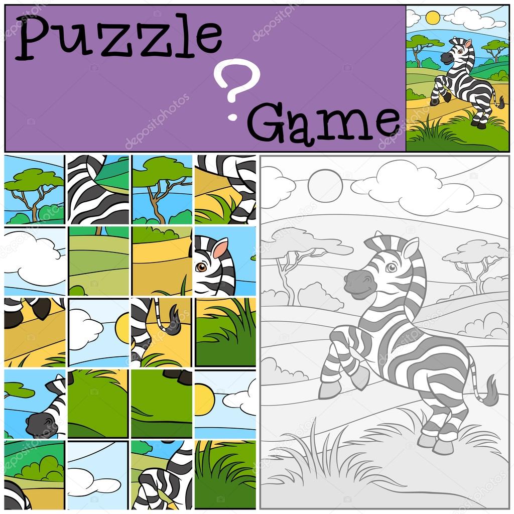 Children games: Puzzle. Little cute zebra. Stock Vector by ©ya-mayka ...