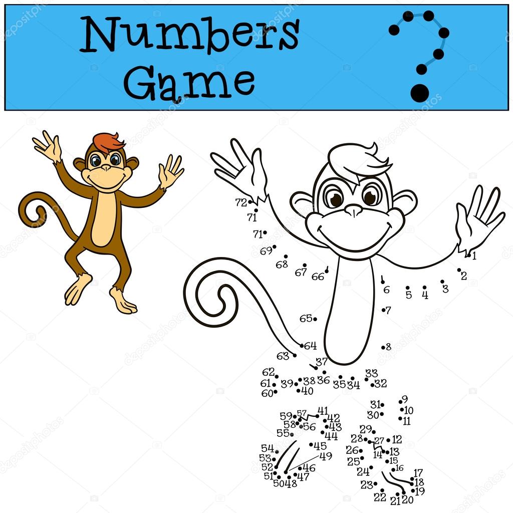 Numbers game. Little cute brown monkey. Stock Vector Image by ©ya-mayka ...