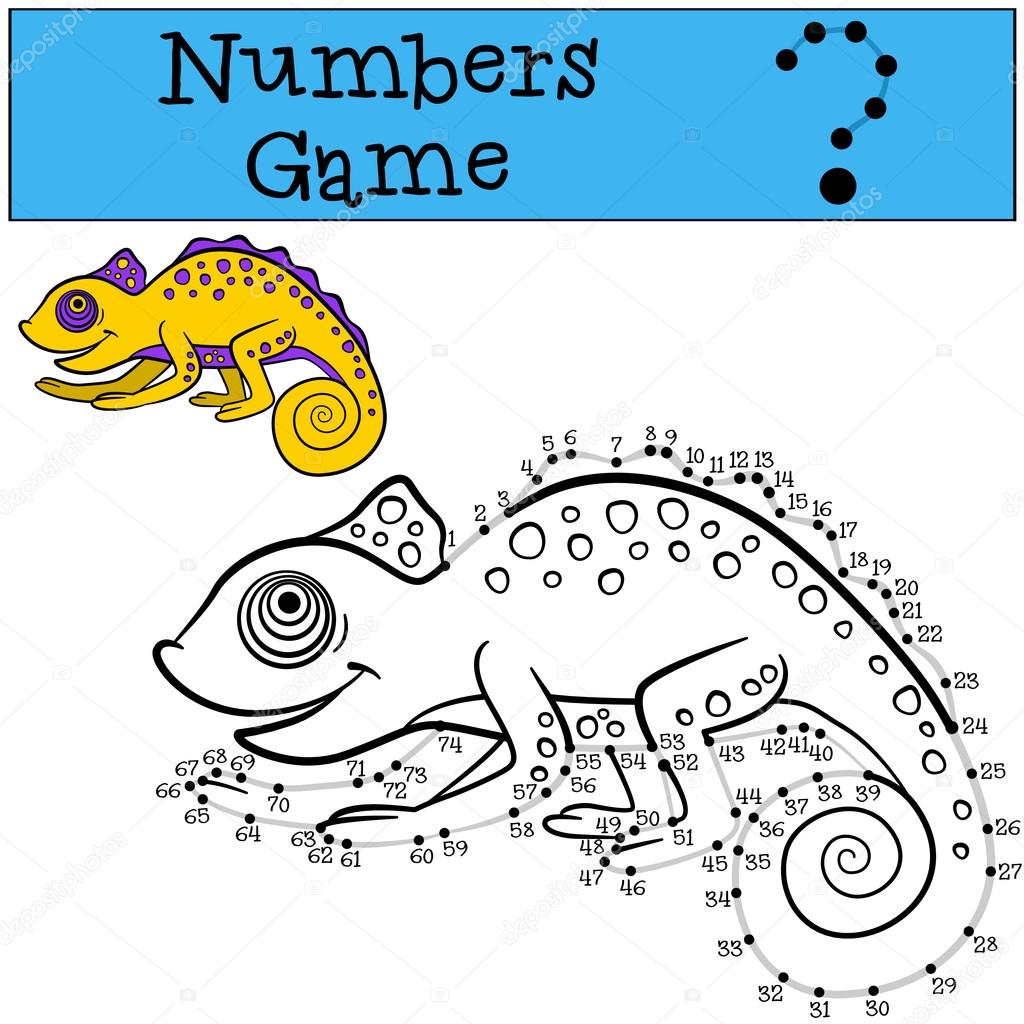 Educational games for kids: Numbers game with contour. Little cu Stock ...