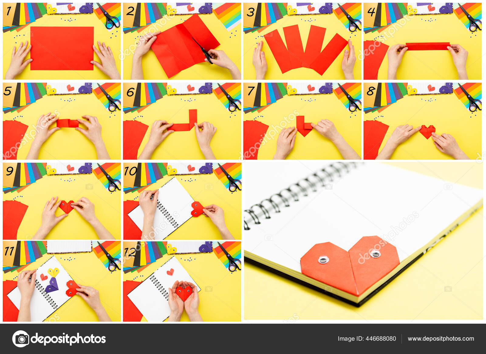 Diy Instruction Step Step Guide Process Making Bookmark Book Form Stock ...