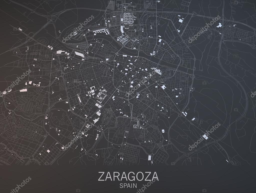Map of Zaragoza, Saragossa, satellite view — Stock Photo © vampy1 ...
