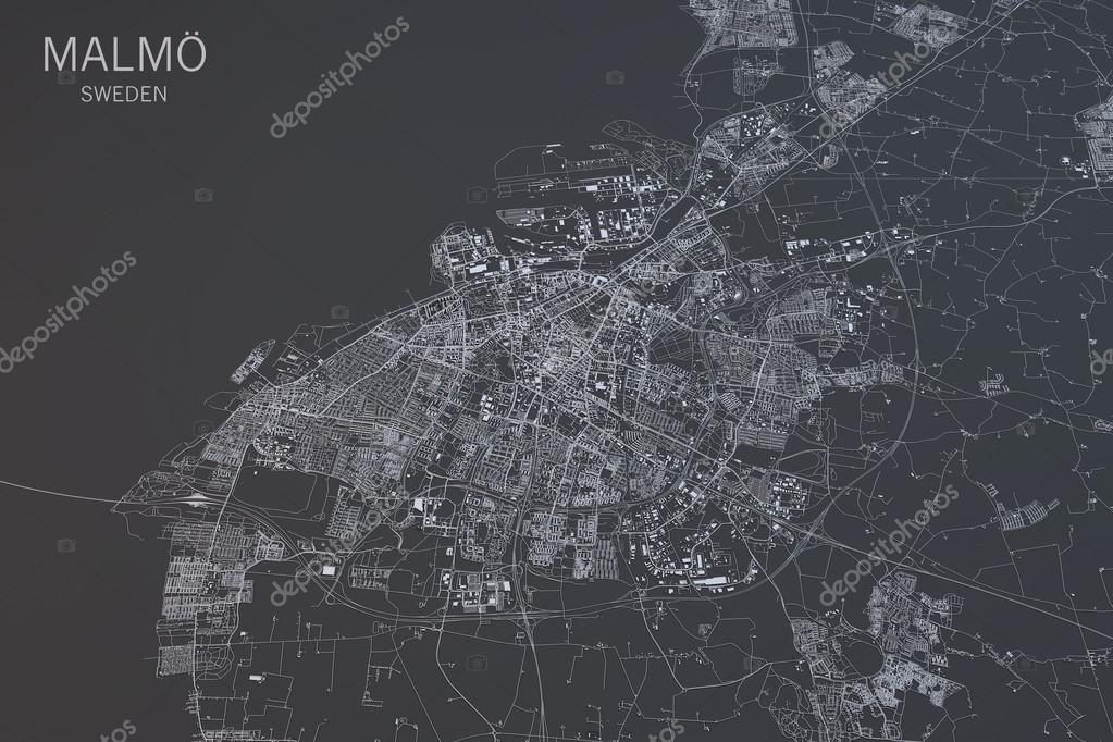 Malmo mapa, vista por satélite, ciudad, Suecia 2023
