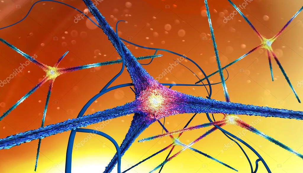 Vista microscópica de las sinapsis. Conexiones cerebrales. Neuronas y ...