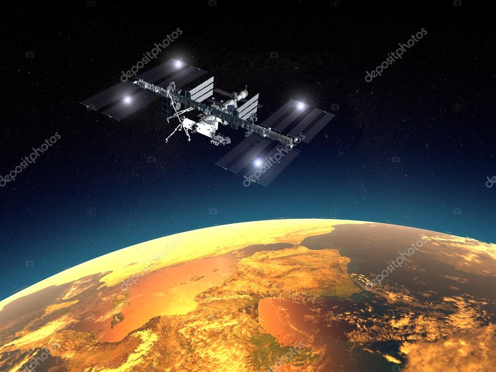 International Space Station in orbit around the earth. — Stock Photo © vampy1 #59004587